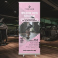 Feminine Pink Yoga Studio Logo Marketing Photo Gym Retractable Banner ...