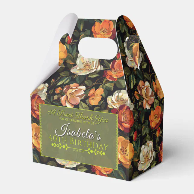 Feminine Rose Floral Birthday Celebration Favor Boxes | Zazzle