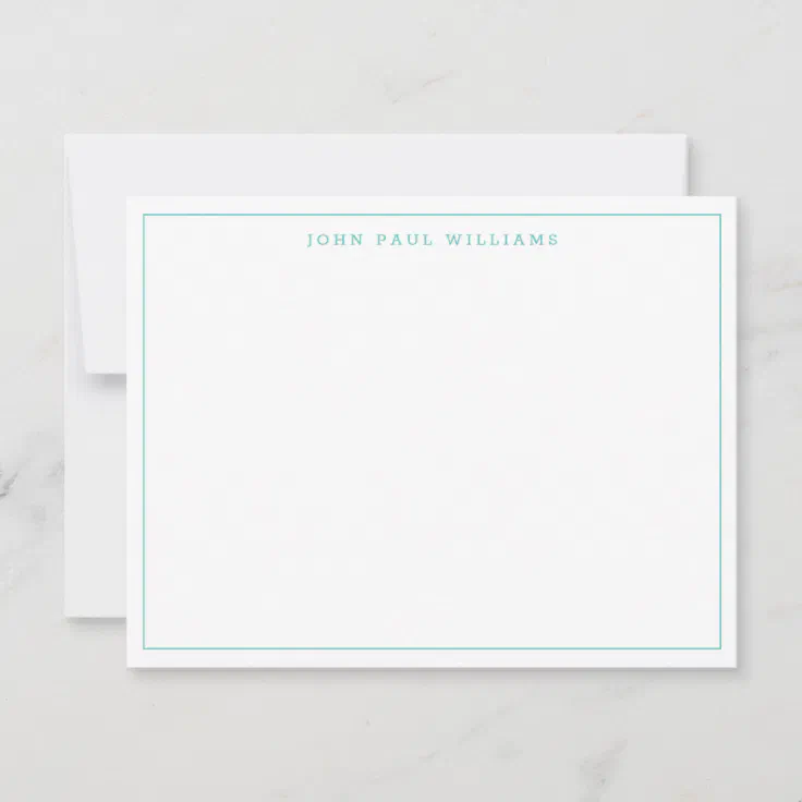 Feminine Tiffany Modern Professional Thin Border Note Card | Zazzle