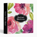 Feminine Watercolor Floral Custom Binder | Zazzle
