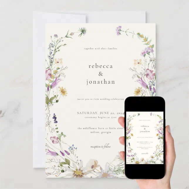 Feminine Wildflower Wedding Invitation Spring | Zazzle
