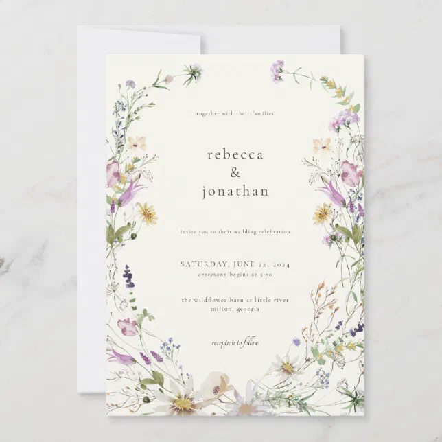Feminine Wildflower Wedding Invitation Spring | Zazzle