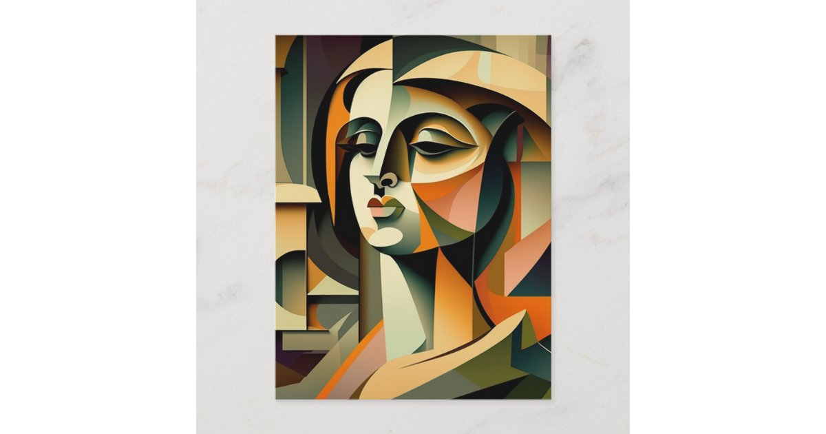 Femme beauté cubisme postcard | Zazzle