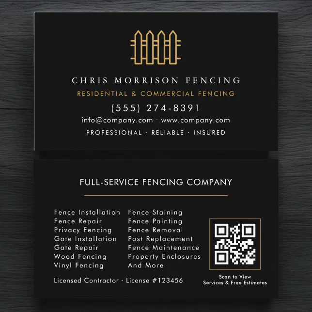 Fence Installation QR Code Business Card | Zazzle