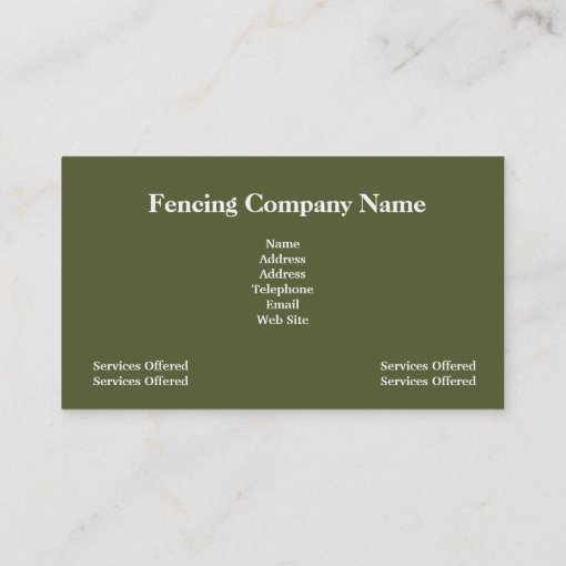 Fencing Company Business Card | Zazzle