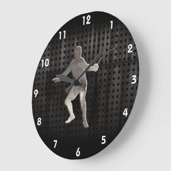 Fencing; Cool Black Large Clock | Zazzle