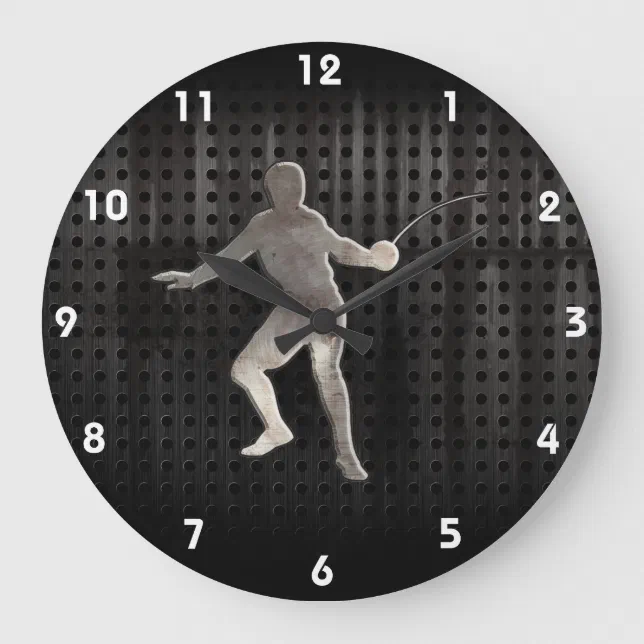Fencing; Cool Black Large Clock | Zazzle