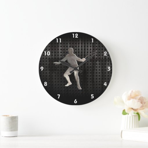Fencing; Cool Black Large Clock | Zazzle