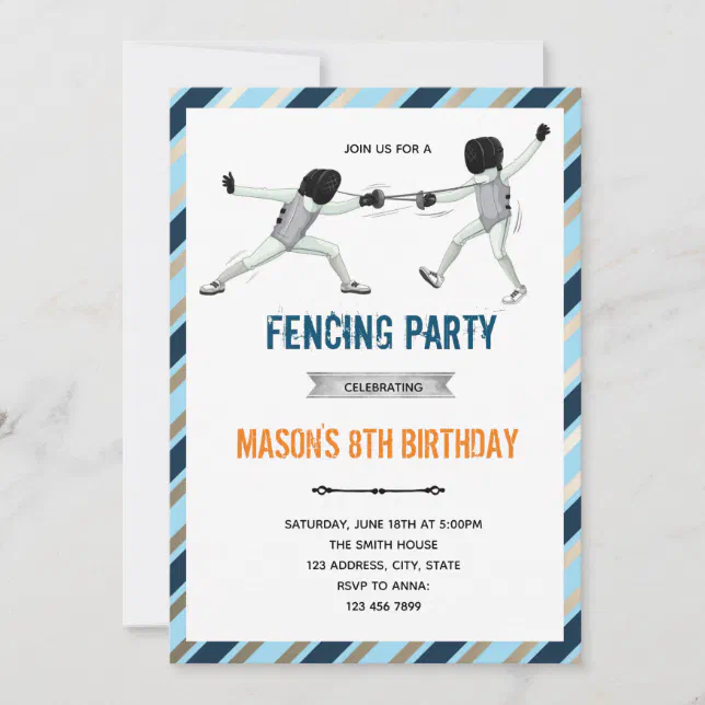 Fencing party theme birthday invitation | Zazzle