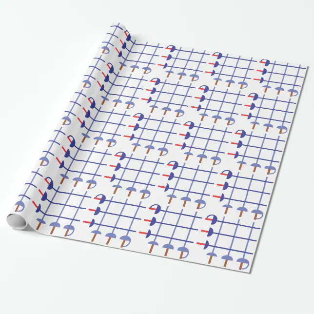 Fencing Sword Grid Wrapping Paper | Zazzle