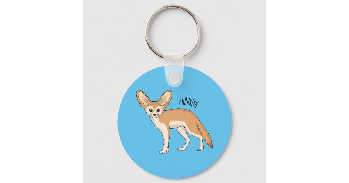 Fennec fox cartoon illustration keychain | Zazzle