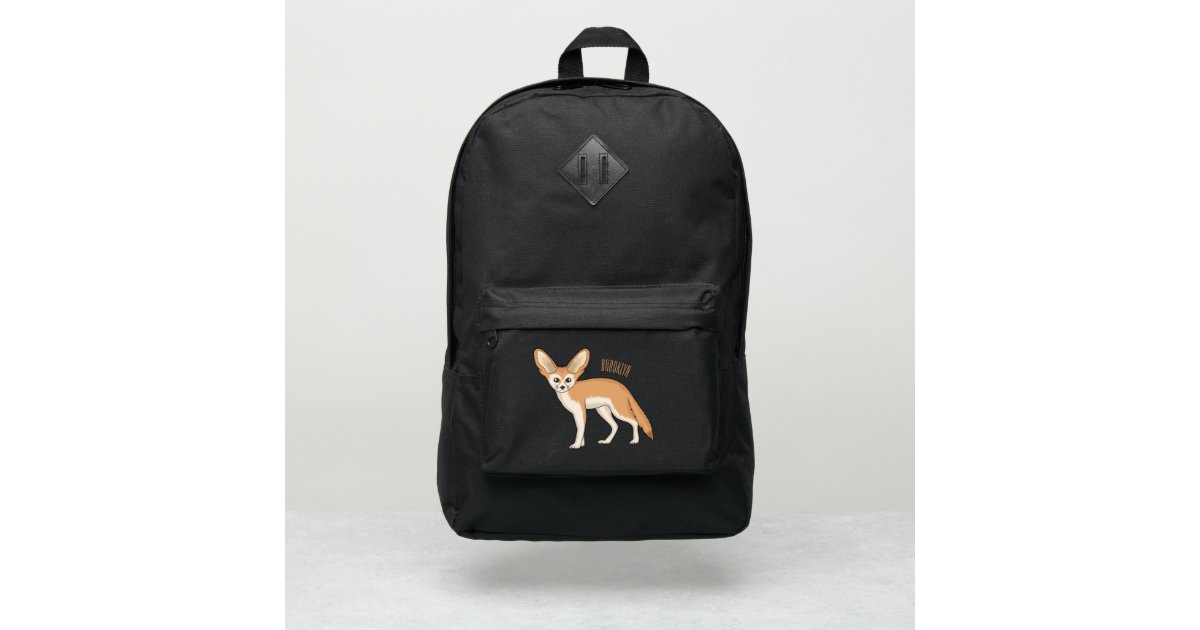 Fennec fox cartoon illustration port authority® backpack | Zazzle