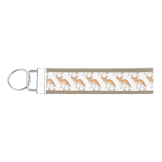 Fennec fox cartoon illustration wrist keychain | Zazzle