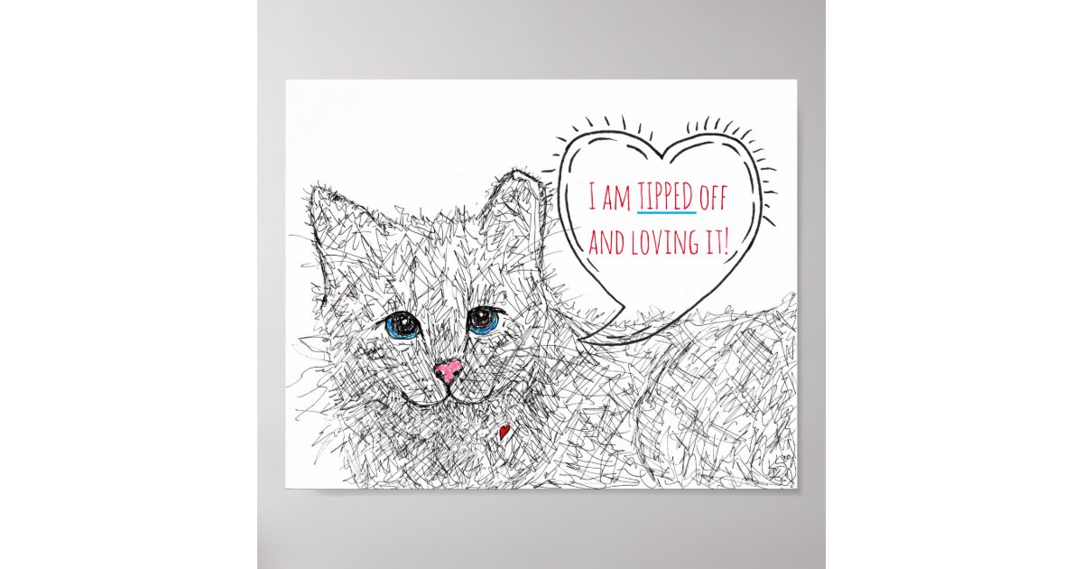 Feral Cat Illustration with Tipped Ear Poster | Zazzle
