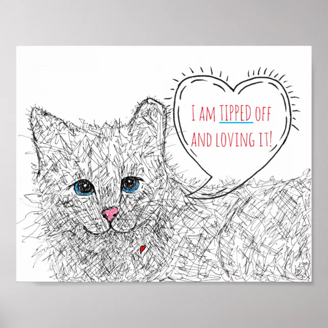 Feral Cat Illustration with Tipped Ear Poster | Zazzle