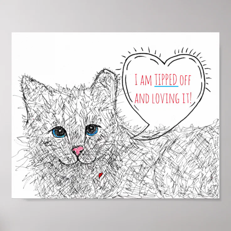 Feral Cat Illustration with Tipped Ear Poster | Zazzle