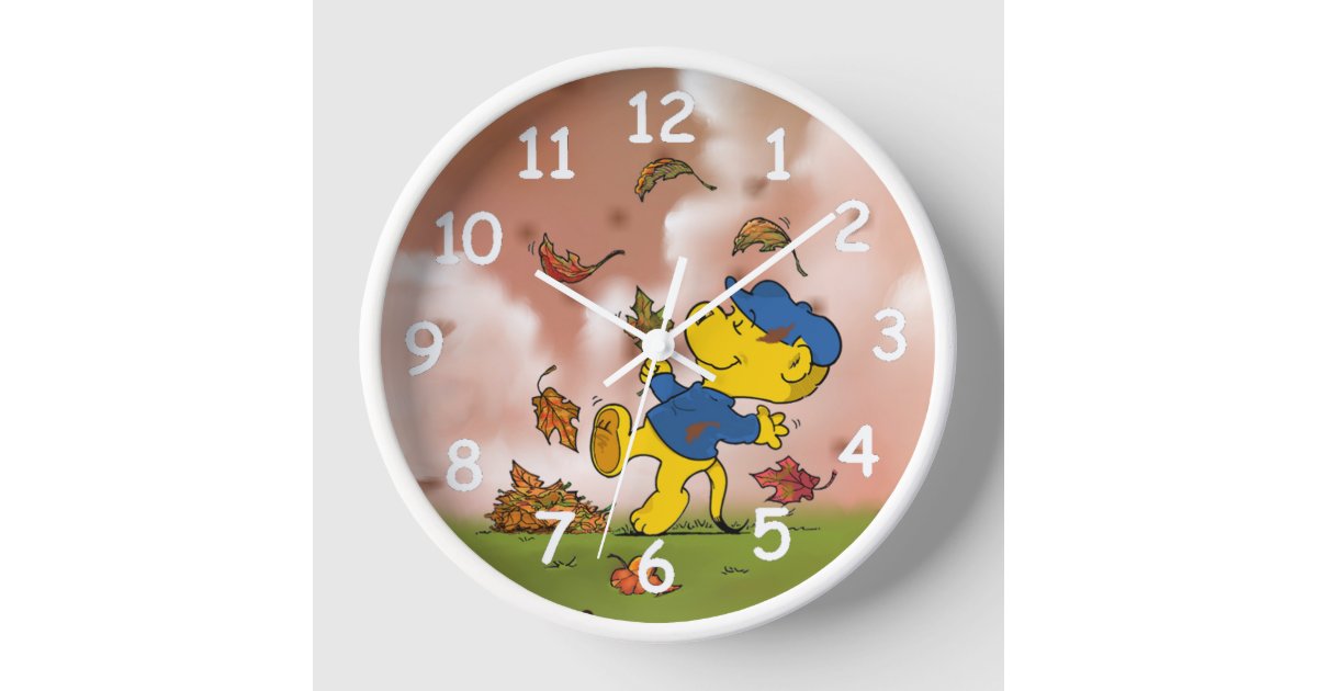 Ferald Amongst The Autumn Leaves Round Clock | Zazzle