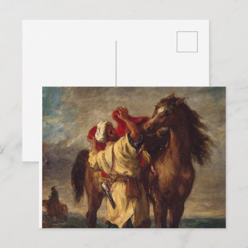 Ferdinand Delacroix Arab Saddling His Horse Postcard | Zazzle