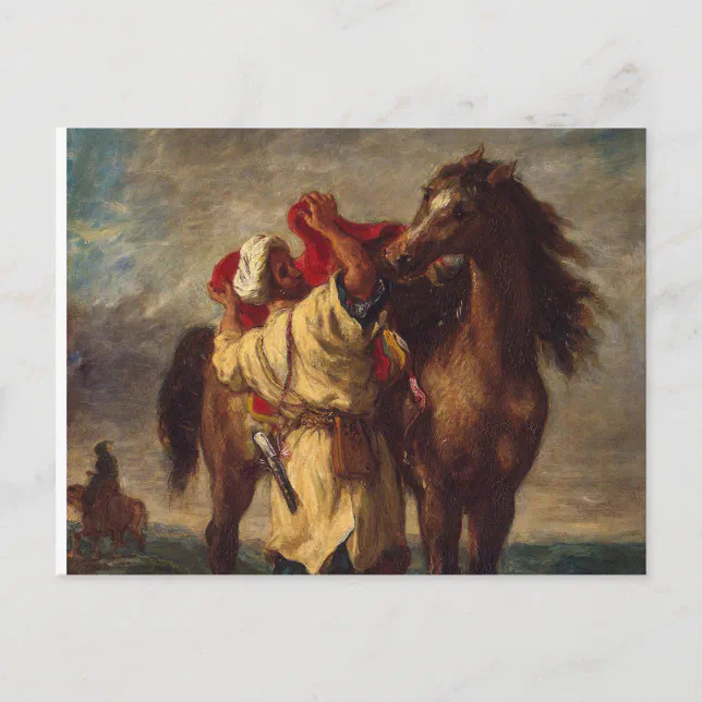 Ferdinand Delacroix Arab Saddling His Horse Postcard | Zazzle