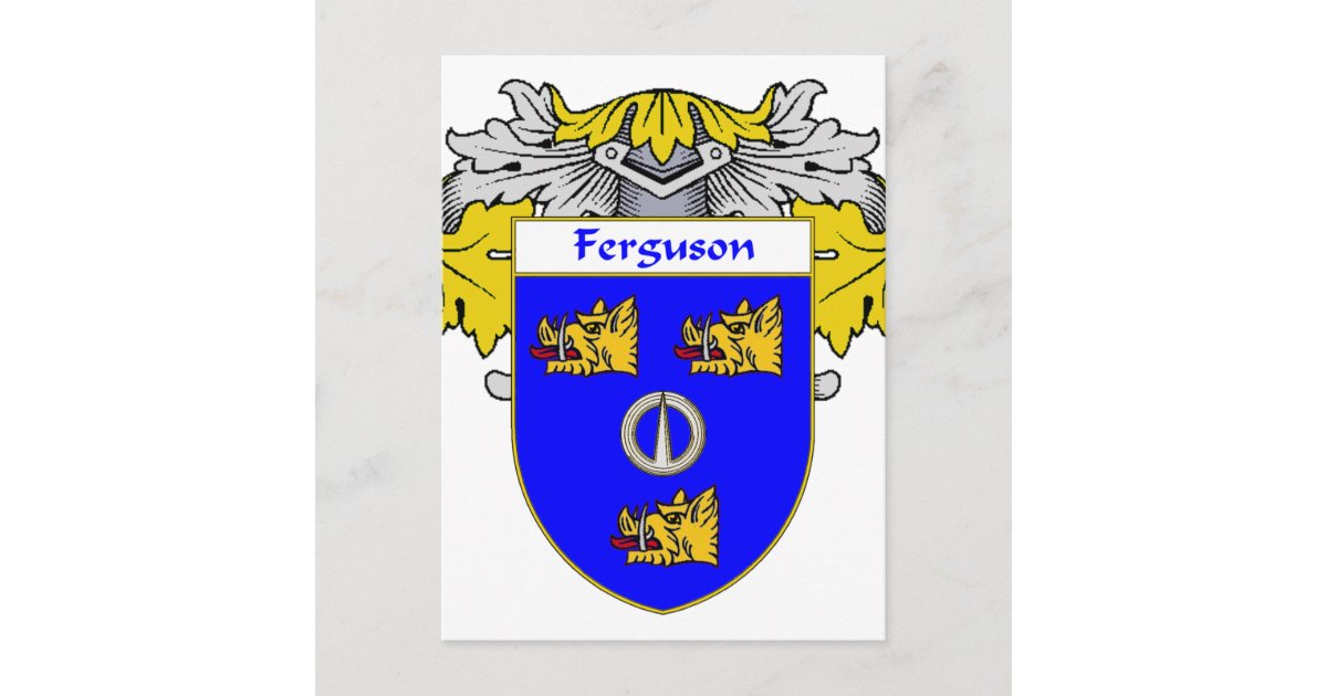 Ferguson Coat of Arms/Family Crest (Mantled) Postcard | Zazzle