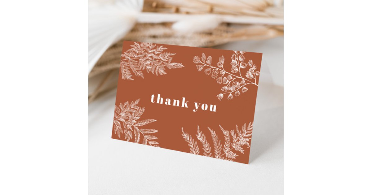 Fern Botanical Thank You card | Zazzle