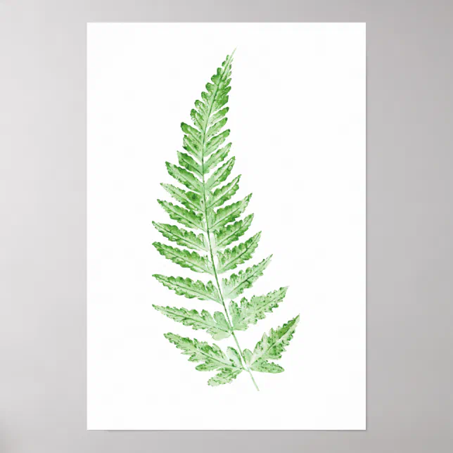 Fern frond leaf green watercolor print | Zazzle