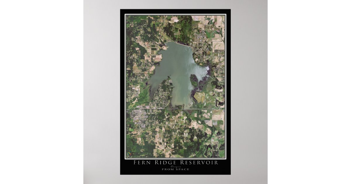 Fern Ridge Reservoir Oregon Satellite Poster Map | Zazzle