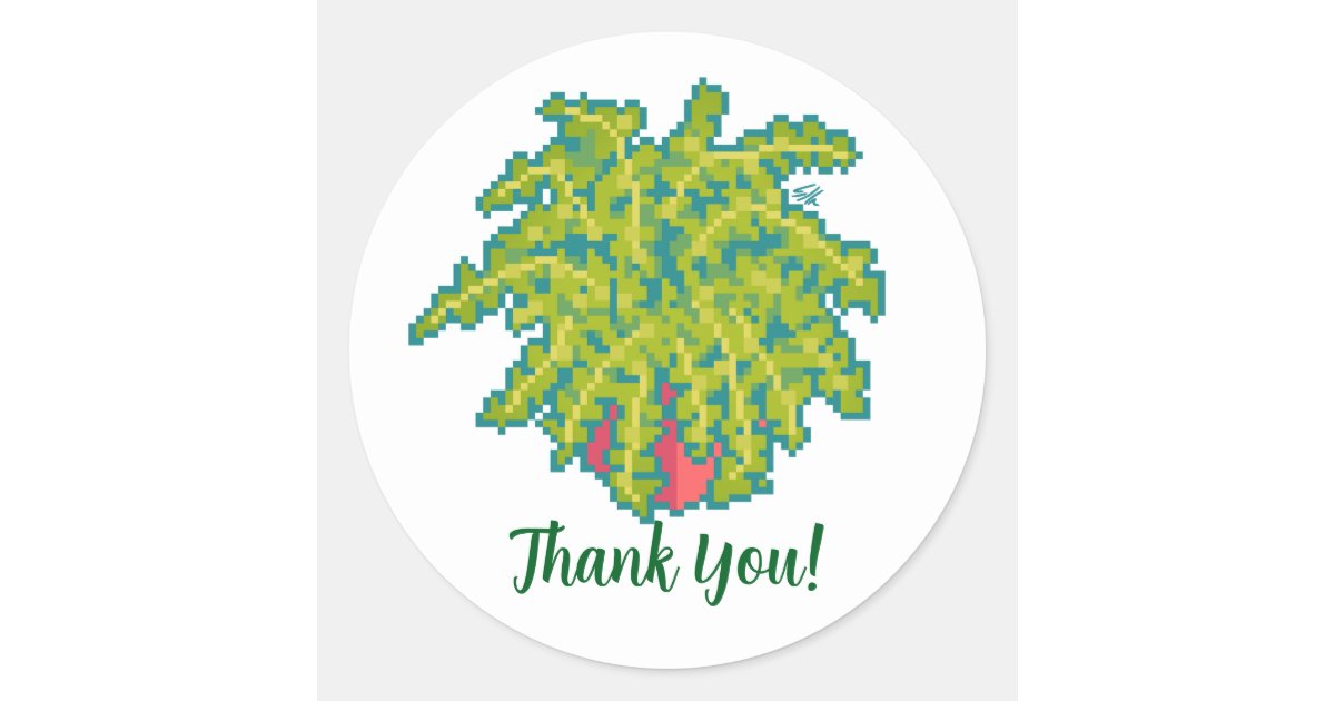 Fern, thank you, pixel art, Pixel Art Classic Round Sticker | Zazzle