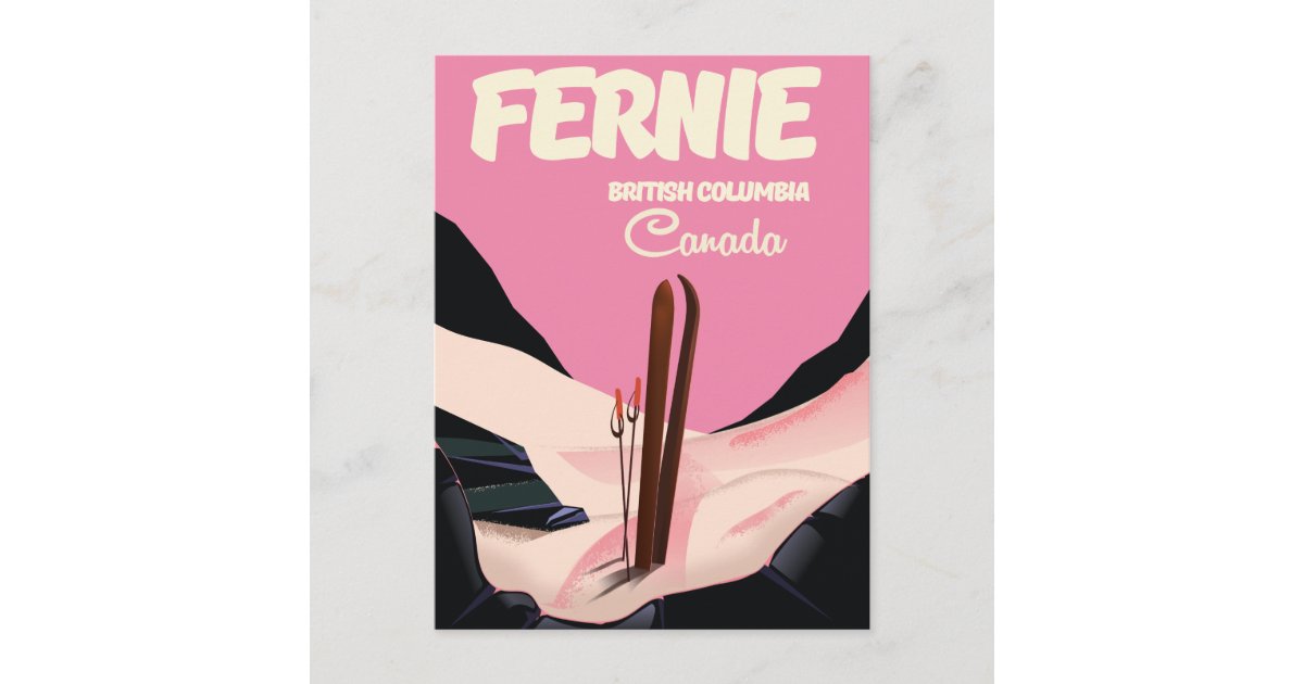 Fernie British Columbia Ski poster Postcard | Zazzle