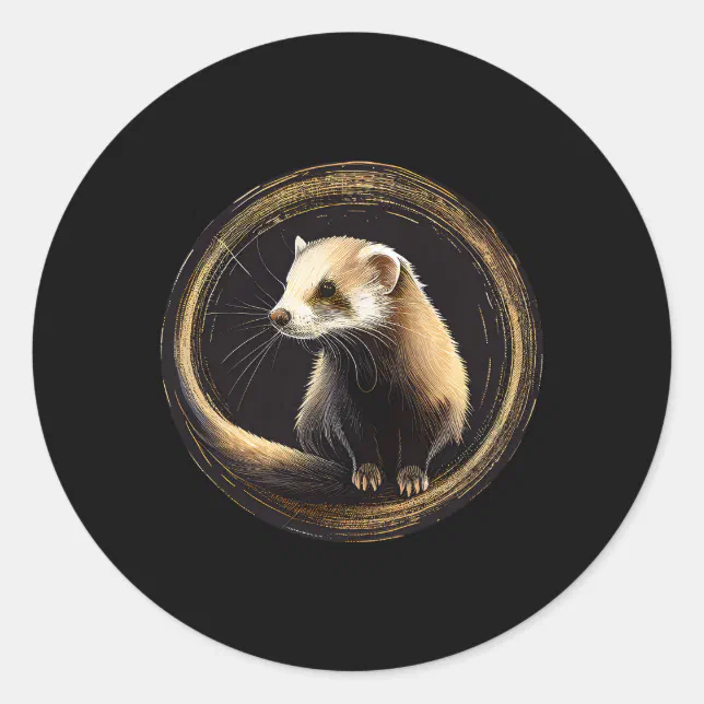 Ferret Animal Wildlife Ferrets Classic Round Sticker | Zazzle