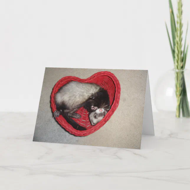 Ferret in Heart Valentine's Day Card | Zazzle