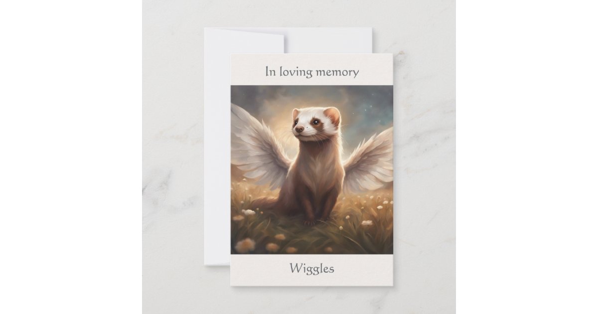 Ferret Memorial Poem Angel Wings Add Name Field Thank You Card | Zazzle