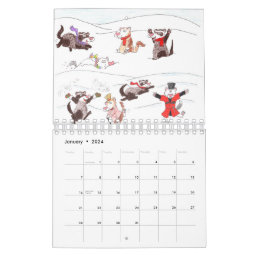 Ferret Tales Calendar: Illustrated Cartoon Ferrets Calendar | Zazzle