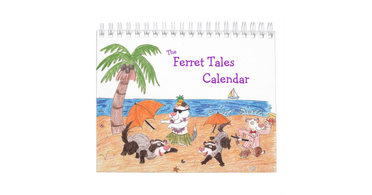 Ferret Tales Calendar: Illustrated Cartoon Ferrets Calendar | Zazzle
