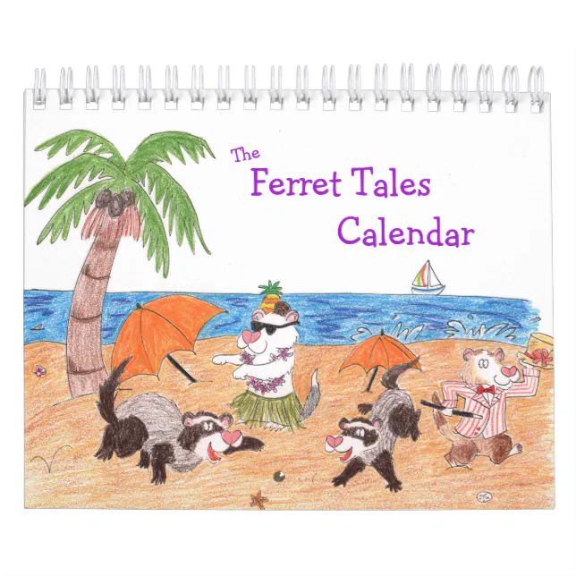Ferret Tales Calendar: Illustrated Cartoon Ferrets Calendar | Zazzle