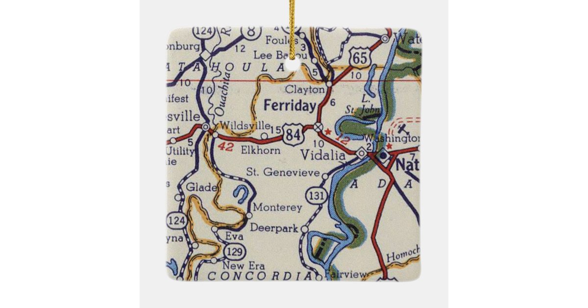 Ferriday LA Vintage Map Ceramic Ornament | Zazzle