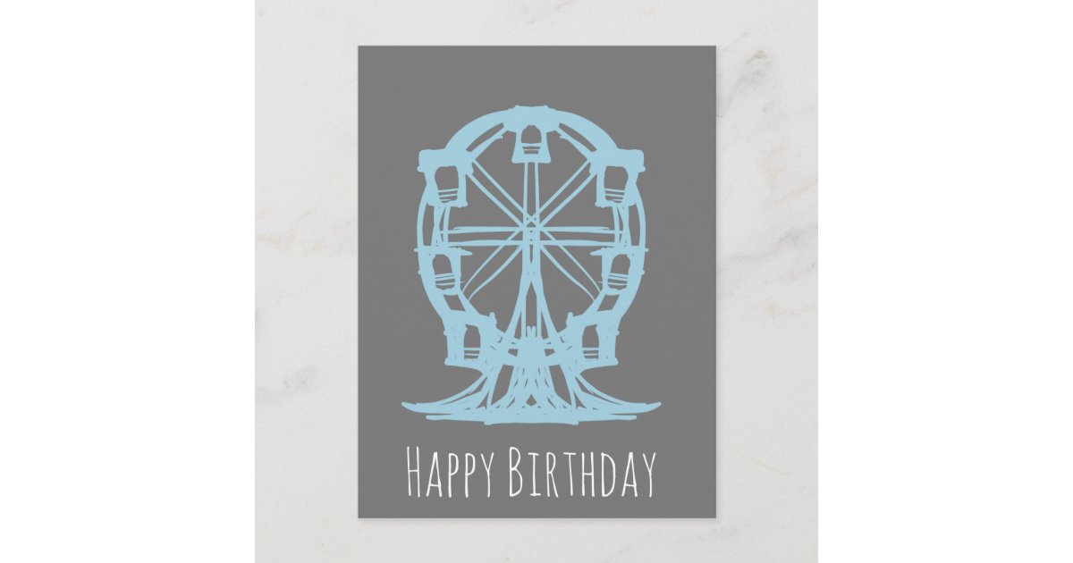 Ferris Wheel Hand Drawn Birthday Postcard | Zazzle