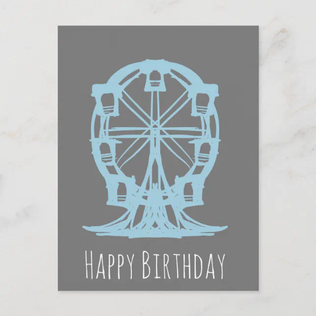 Ferris Wheel Hand Drawn Birthday Postcard | Zazzle