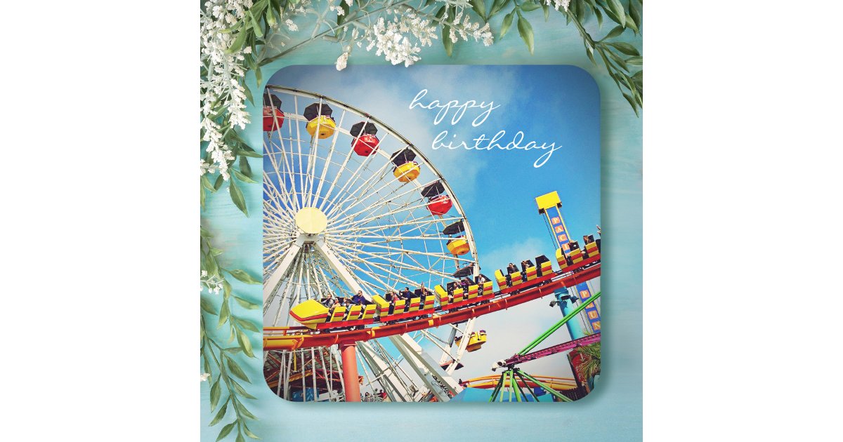 Ferris Wheel Roller Coaster Happy Birthday Script | Zazzle