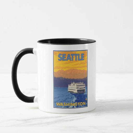 Ferry and Mountains - Seattle, Washington Mug | Zazzle