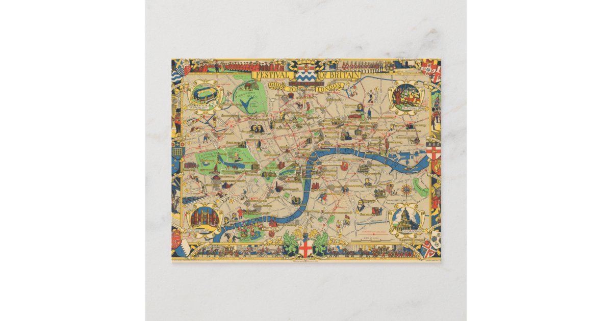 Festival of Britain: Guide to London Map Postcard | Zazzle