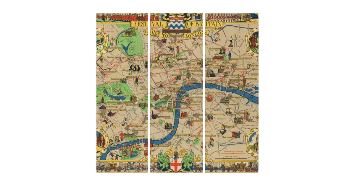 Festival of Britain: Guide to London Map Triptych | Zazzle