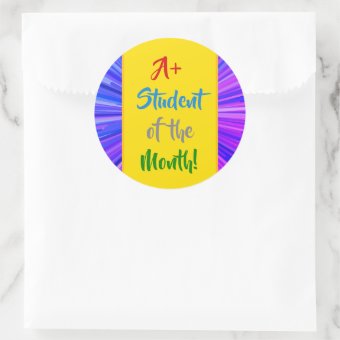 Festive "A+ Student of the Month!" Sticker | Zazzle