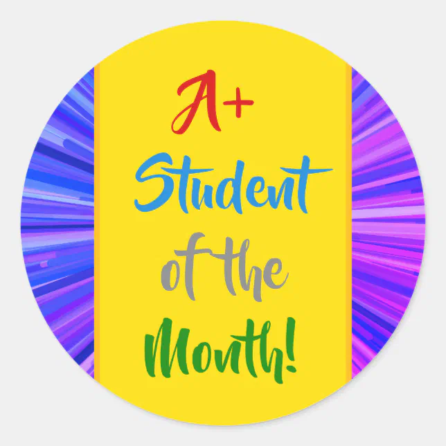 Festive "A+ Student of the Month!" Sticker | Zazzle