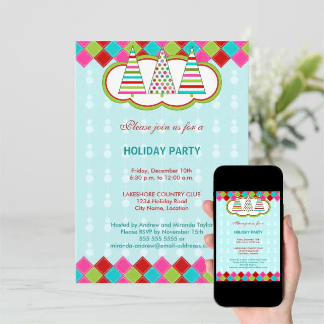 Festive and Colorful Holiday Season Party Invitation | Zazzle