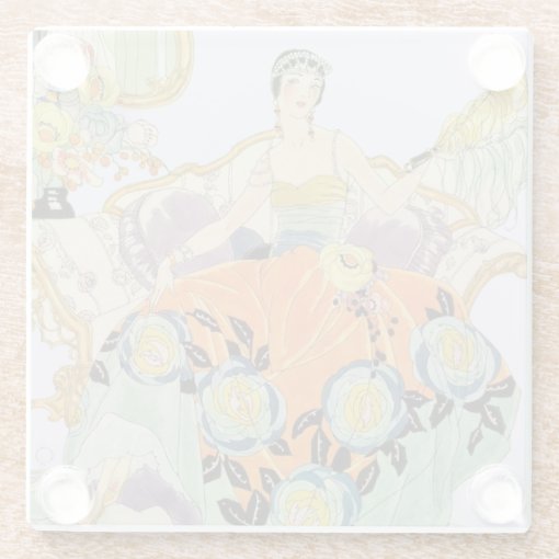 Festive Art Deco Lady Glass Coaster | Zazzle