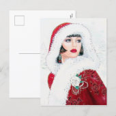 Festive art deco retro vintage Christmas lady Holiday Postcard | Zazzle
