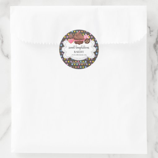 Festive Assorted Desserts Bakery Packaging Classic Round Sticker | Zazzle