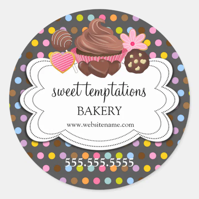 Festive Assorted Desserts Bakery Packaging Classic Round Sticker | Zazzle