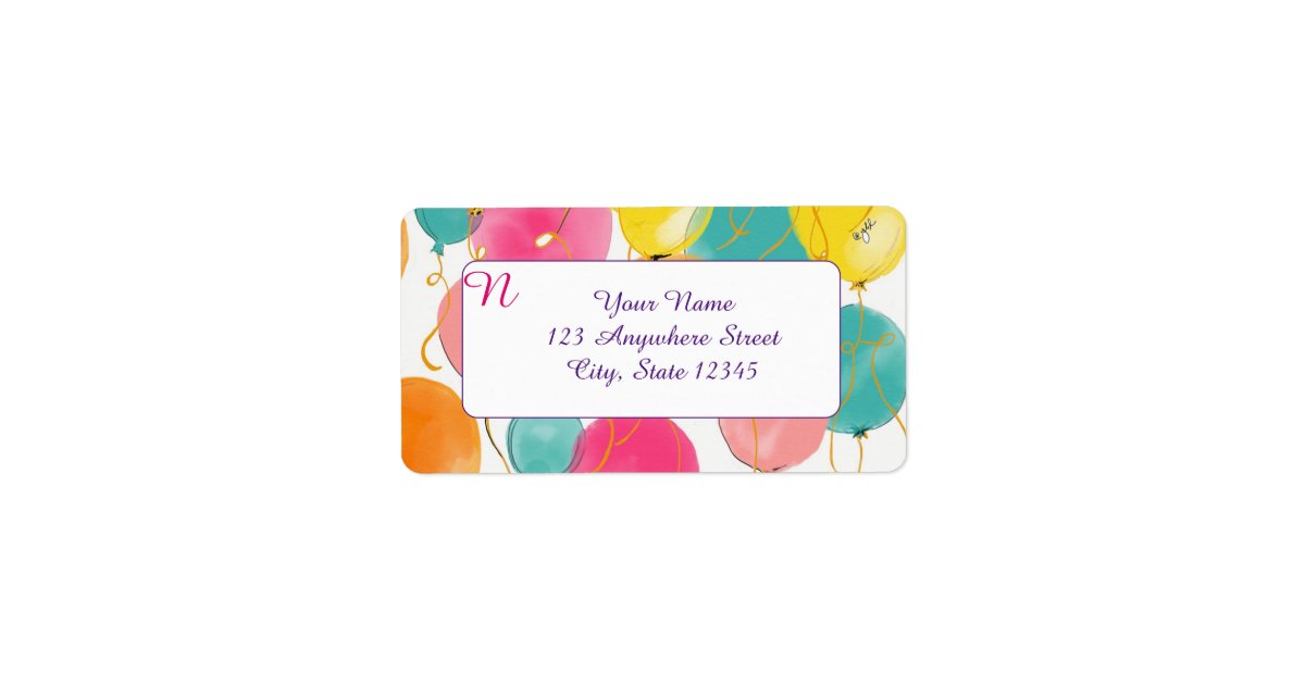 Festive Birthday Balloons Address Labels | Zazzle